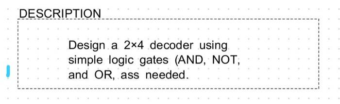 Solved DESCRIPTION Design a 2x4 decoder using simple logic | Chegg.com