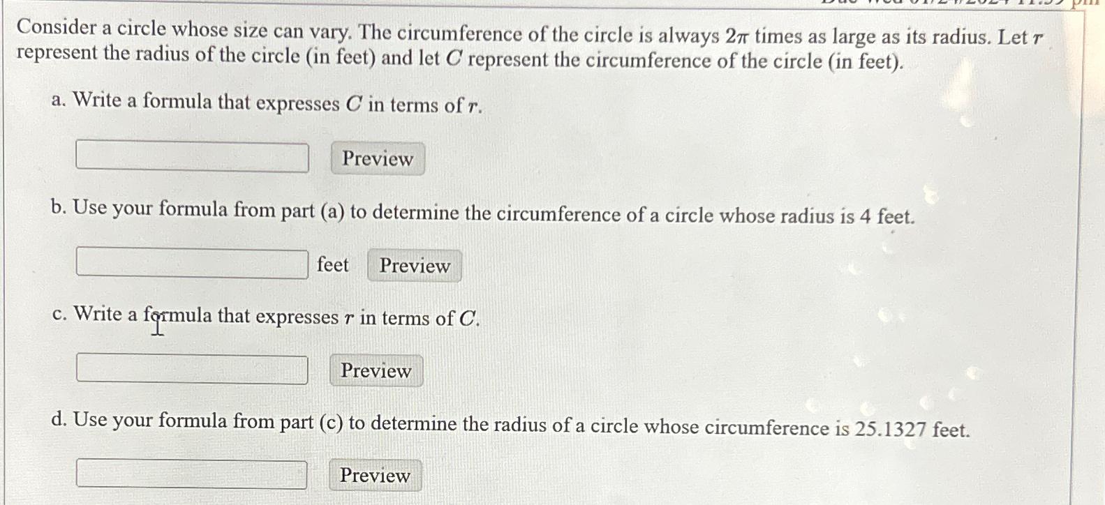 Solved Consider a circle whose size can vary. The | Chegg.com