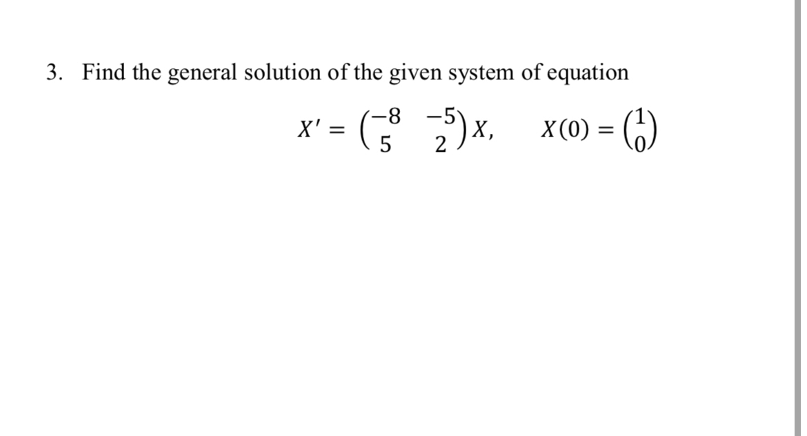 Solved Find the general solution of the given system of | Chegg.com