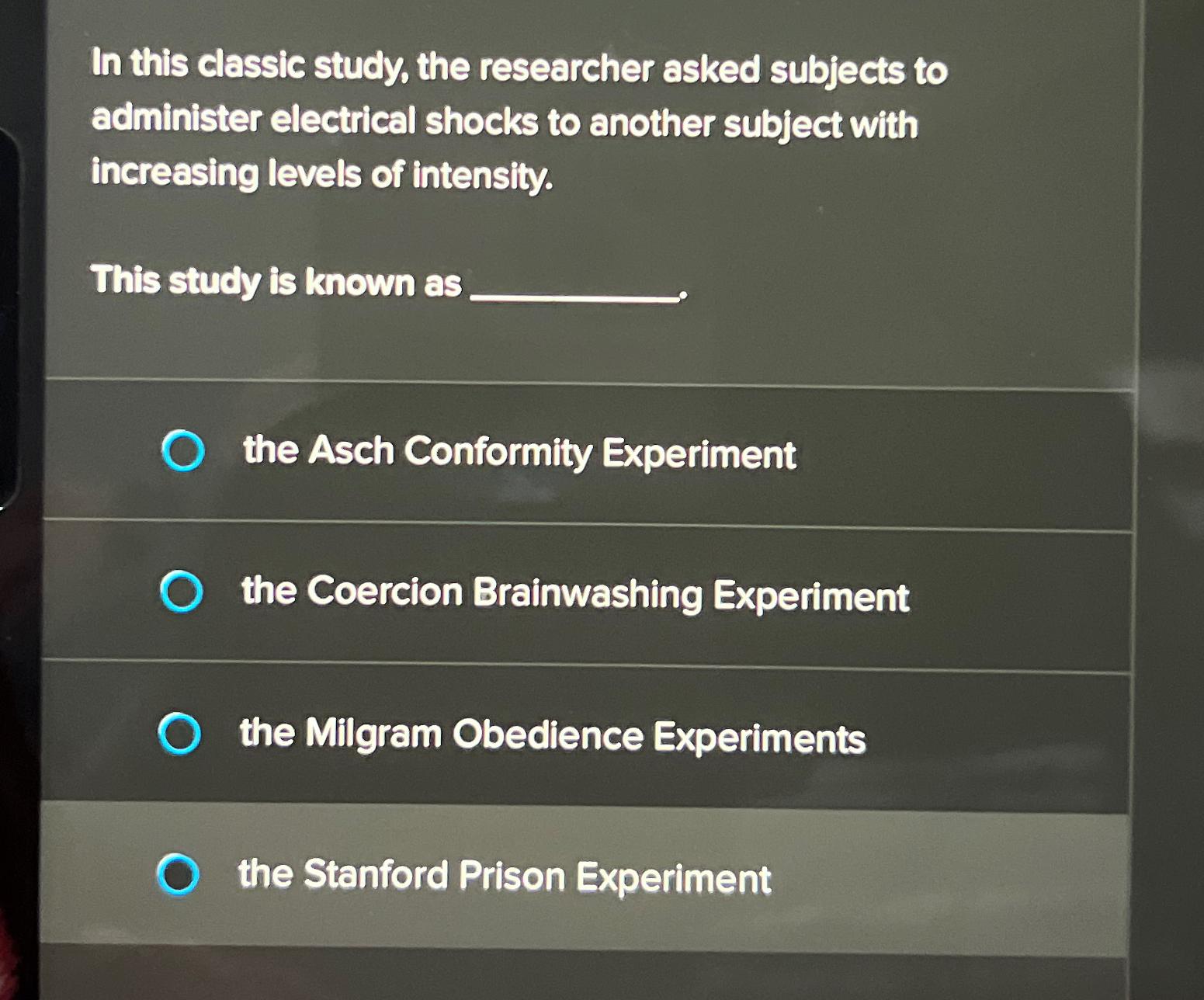 Solved In this classic study, the researcher asked subjects | Chegg.com