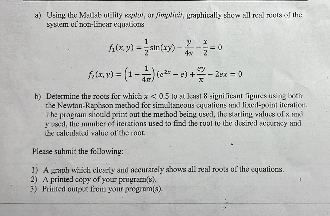 Solved A Using The Matlab Utility Ezplot Or Fimplicit