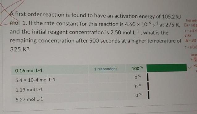 Solved A first order reaction is found to have an activation | Chegg.com