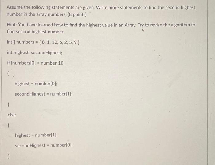 Solved Assume the following statements are given. Write more | Chegg.com