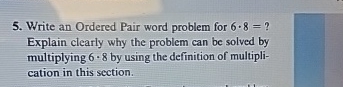 Solved Write an Ordered Pair word problem for 6*8= ? | Chegg.com