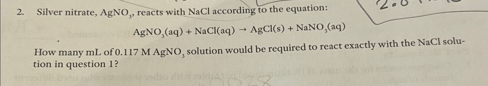 Silver nitrate, AgNO3, ﻿reacts with NaCl according to | Chegg.com