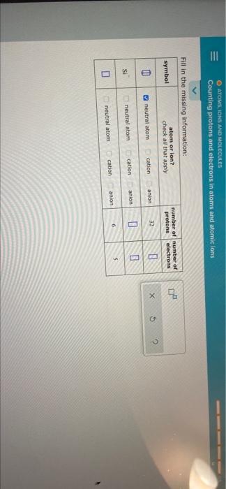 Solved III O ATOMS, IONS AND MOLECULES Counting protons and | Chegg.com