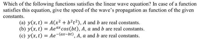 Solved Which of the following functions satisfies the linear | Chegg.com