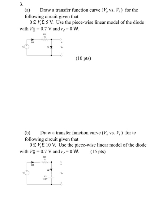 Solved 3. Draw a transfer function curve (V vs. V) for the | Chegg.com