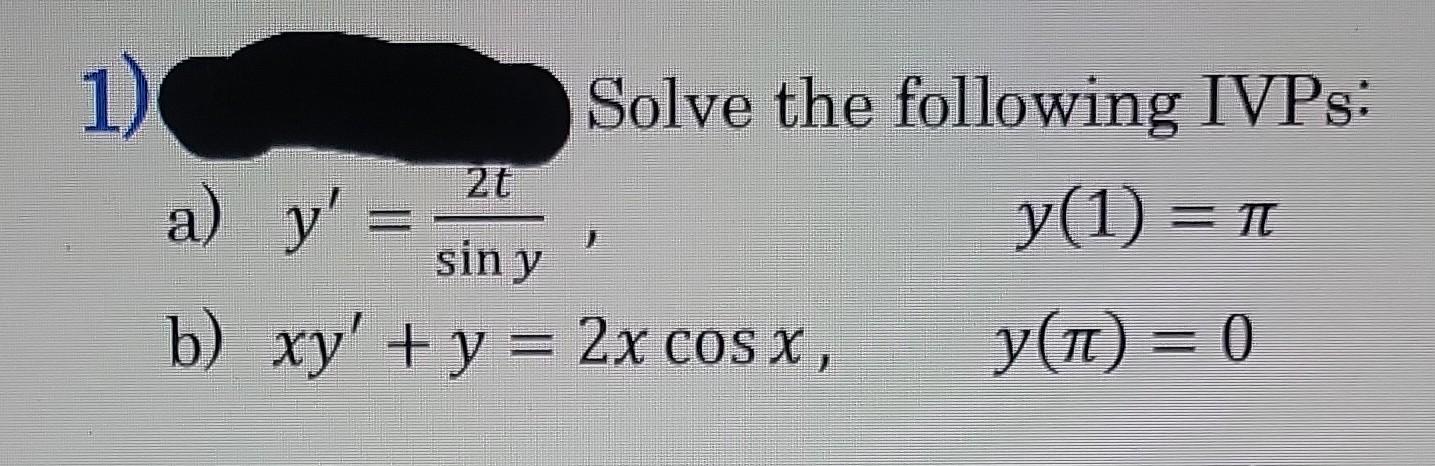 Solved Diff. Eq. Math Question. Could you show the steps to | Chegg.com