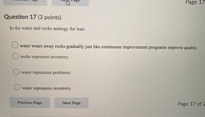Solved Page 1 Question 17 (3 points) In the water and rocks | Chegg.com