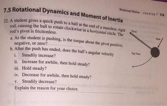 Solved Pivot Push Rotational Motion CHAPTER 7 7-9 7.5 | Chegg.com