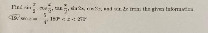 Solved T 9 2 T Find sin 2 tan sin 2c, cos 2., and tan 2.c | Chegg.com
