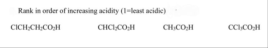 Solved Rank in order of increasing acidity ( 1= ﻿least | Chegg.com