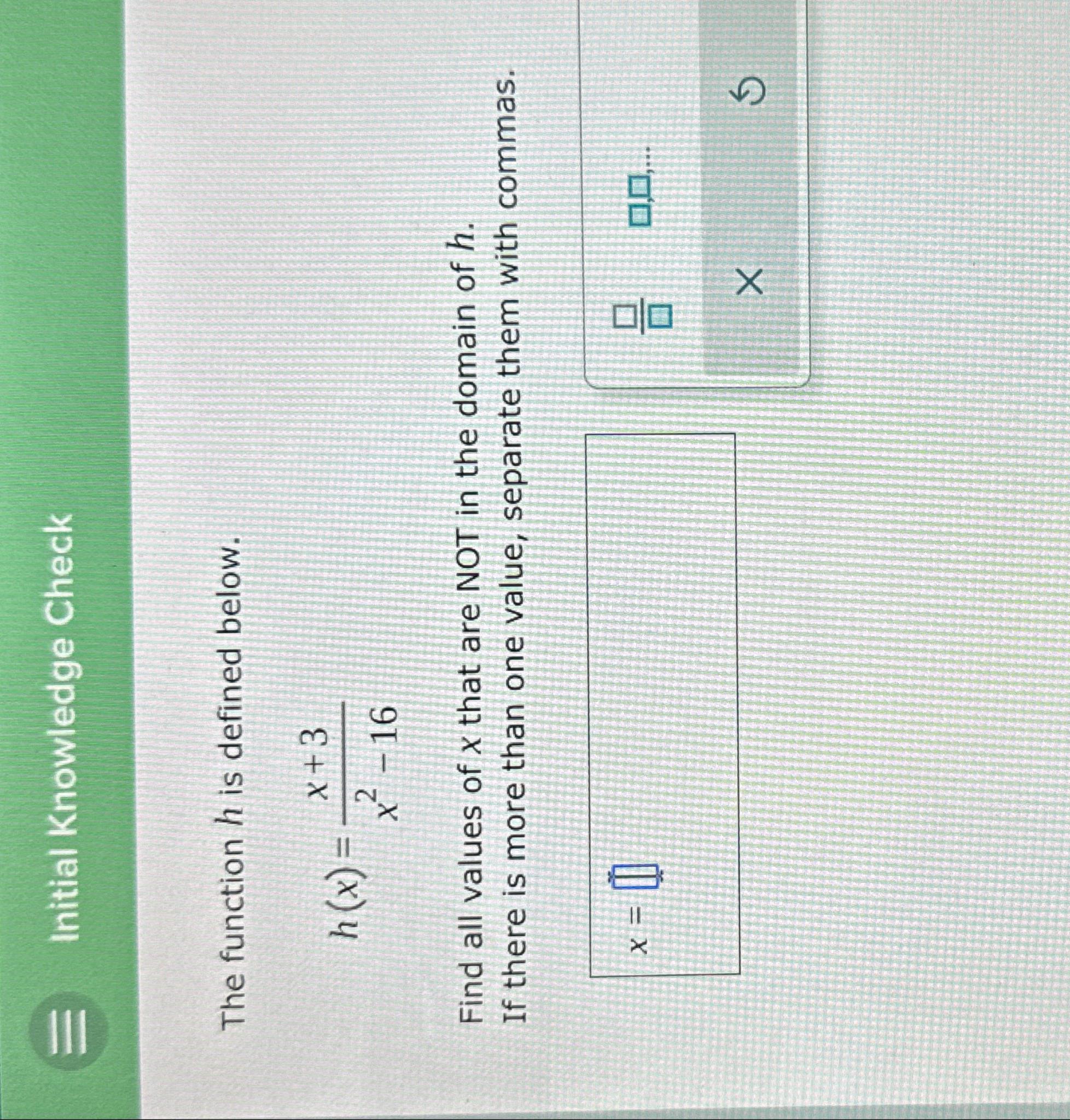 Solved Initial Knowledge CheckThe function h ﻿is defined | Chegg.com