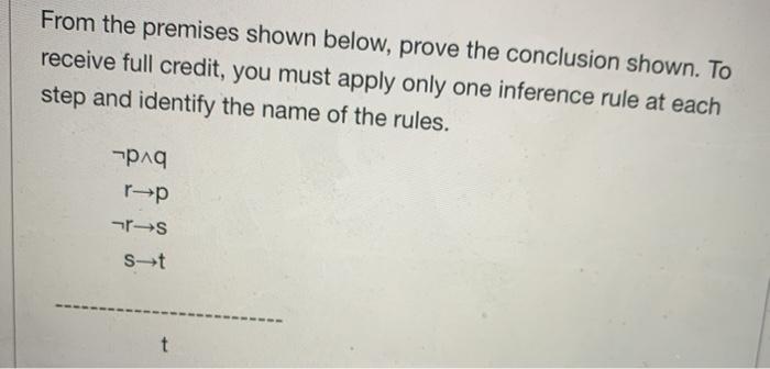 Solved From the premises shown below, prove the conclusion | Chegg.com