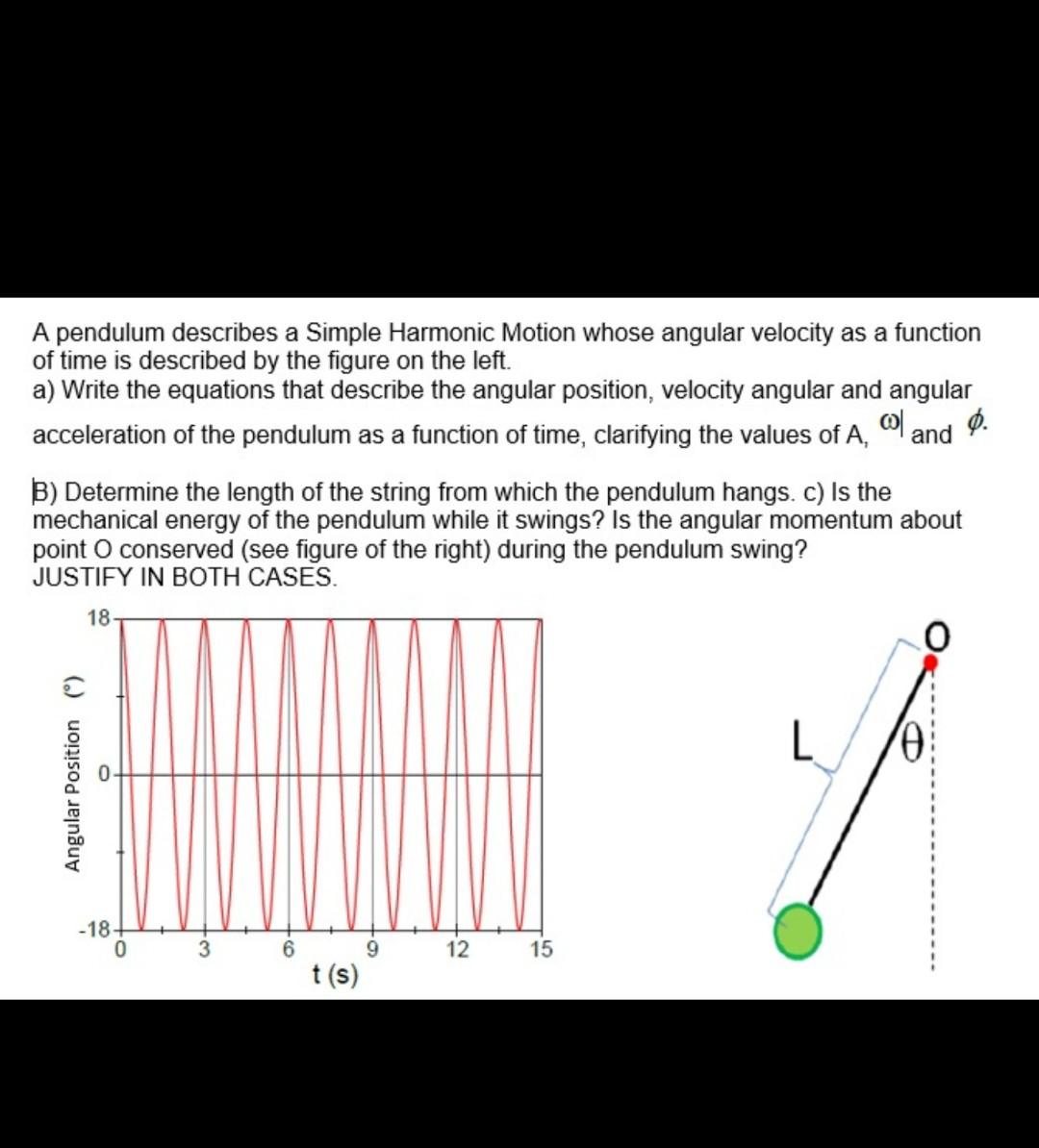 Solved A pendulum describes a Simple Harmonic Motion whose | Chegg.com