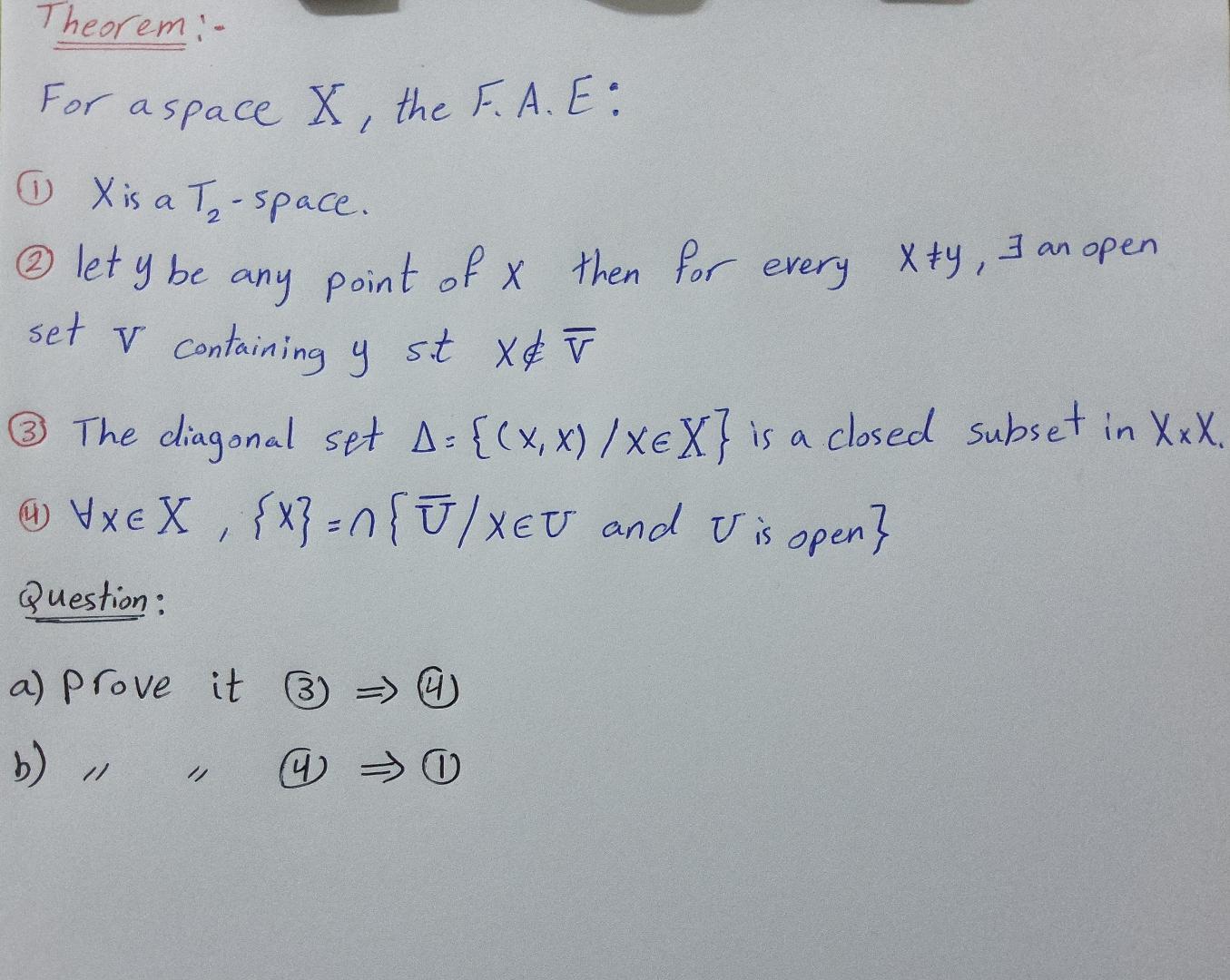 Solved Theorem:-\\nFor aspace X, the F.A.E:\\n(1) x is a | Chegg.com