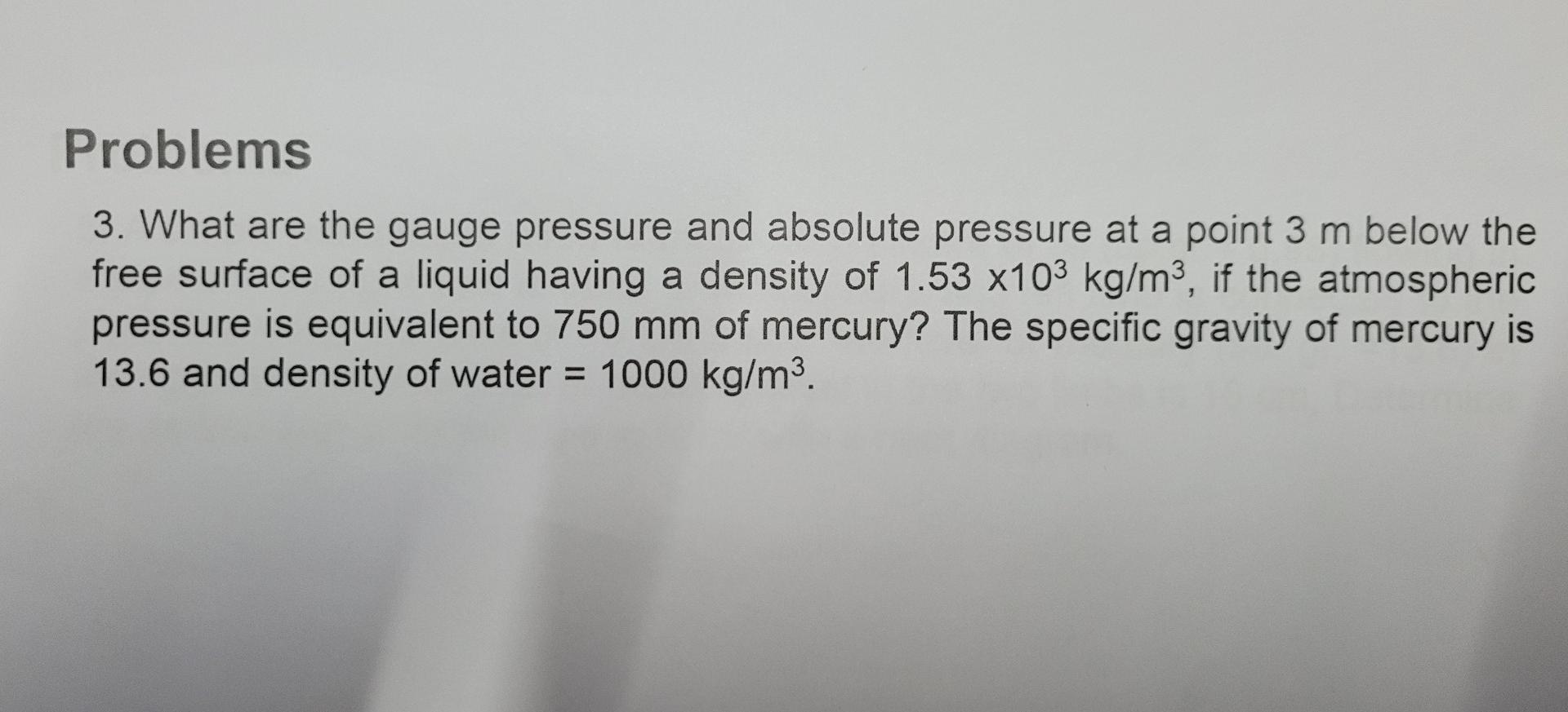 Solved Problems 5. A simple manometer used to measure | Chegg.com