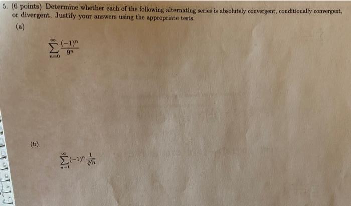 Solved ( 6 points) Determine whether each of the following | Chegg.com