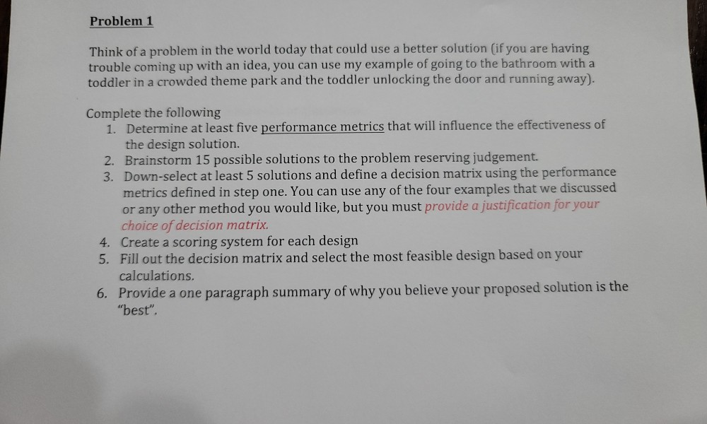 Solved Problem 1 Think of a problem in the world today that | Chegg.com