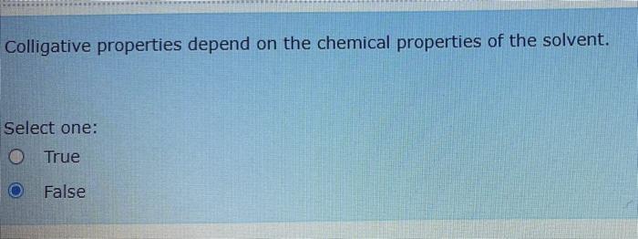 Solved Colligative properties depend on the chemical | Chegg.com