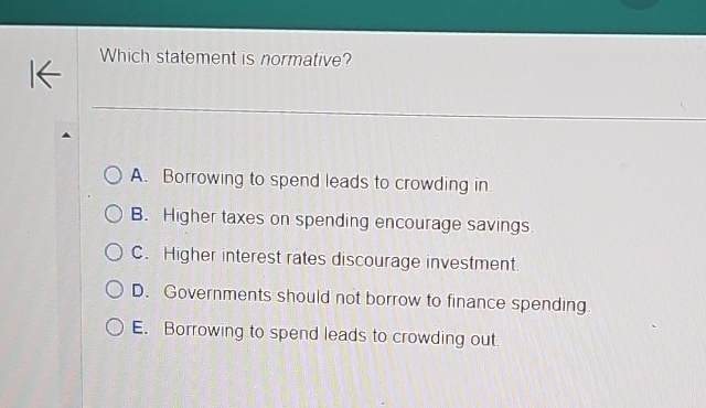Solved Which statement is normative?A. ﻿Borrowing to spend | Chegg.com