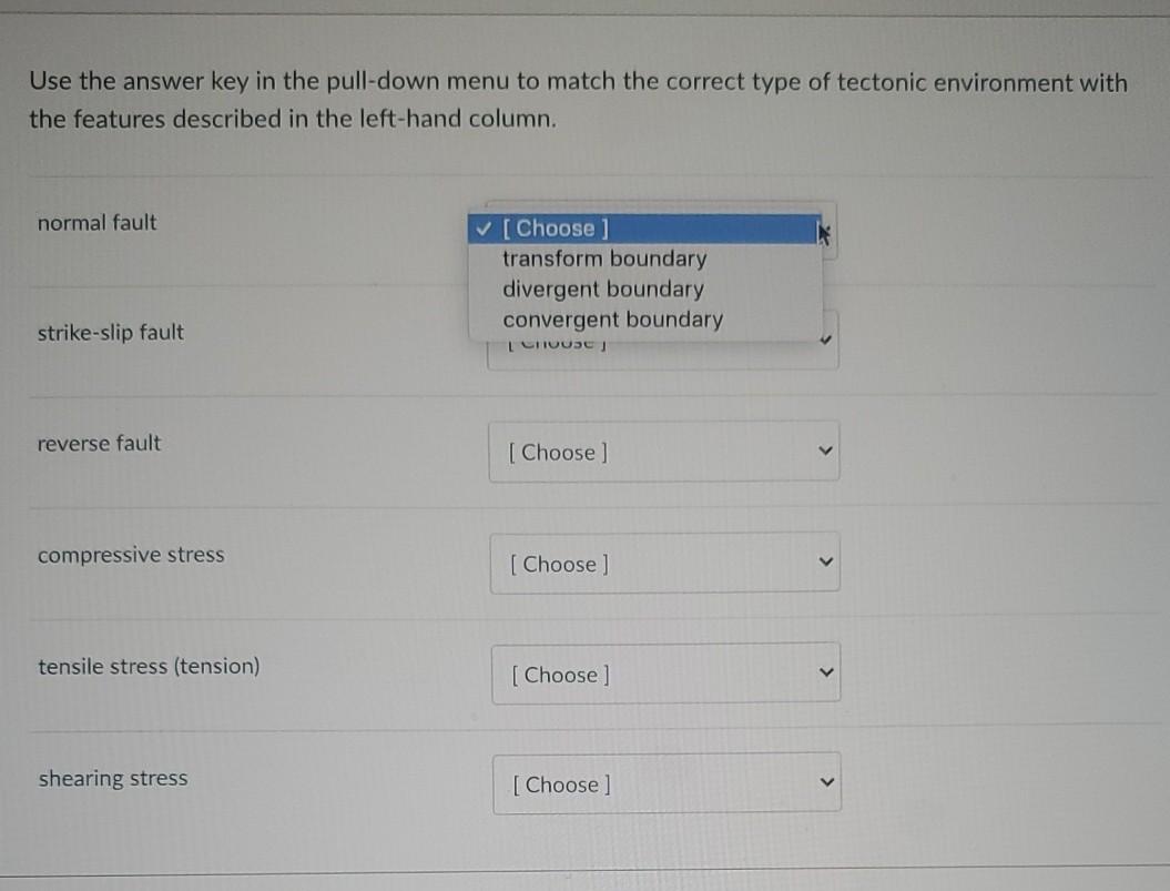 Solved Use the answer key in the pull-down menu to match the | Chegg.com
