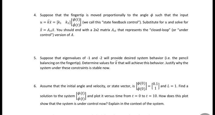 ENGR 330 Project 2: Linear Control Systems Background | Chegg.com