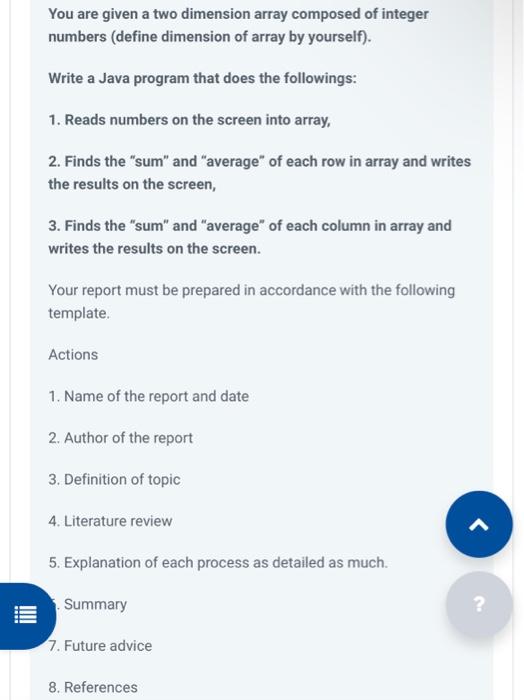 Solved You are given a two dimension array composed of | Chegg.com