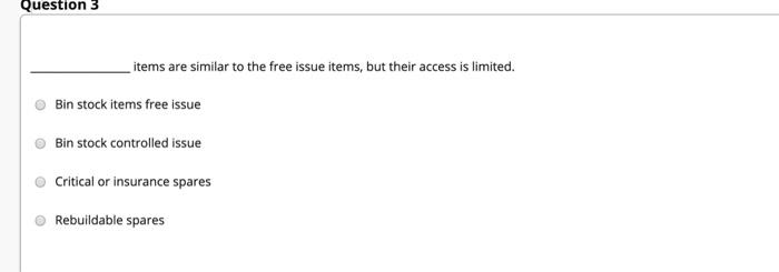 Solved Question 3 items are similar to the free issue items, | Chegg.com