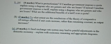 Solved by an EXPERT (a) (4 ﻿marks) ﻿What is protectionism? If Canadian ...