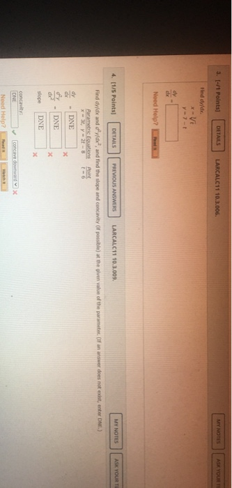 Solved 3. 1-/1 Points) DETAILS LARCALC11 10.3.006. MY NOTES | Chegg.com Solved 3. 1-/1 Points) DETAILS LARCALC11 10.3.006. MY NOTES | Chegg.com
