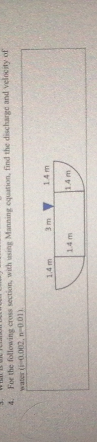 Solved For the following cross section, with using Manning | Chegg.com
