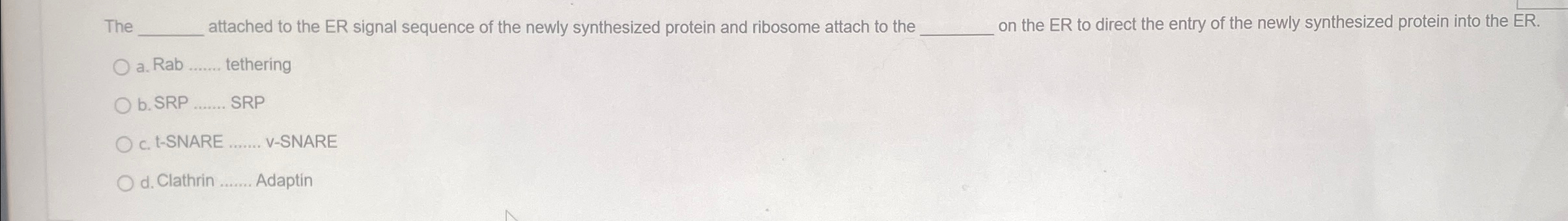Solved The ﻿attached to the ER signal sequence of the | Chegg.com