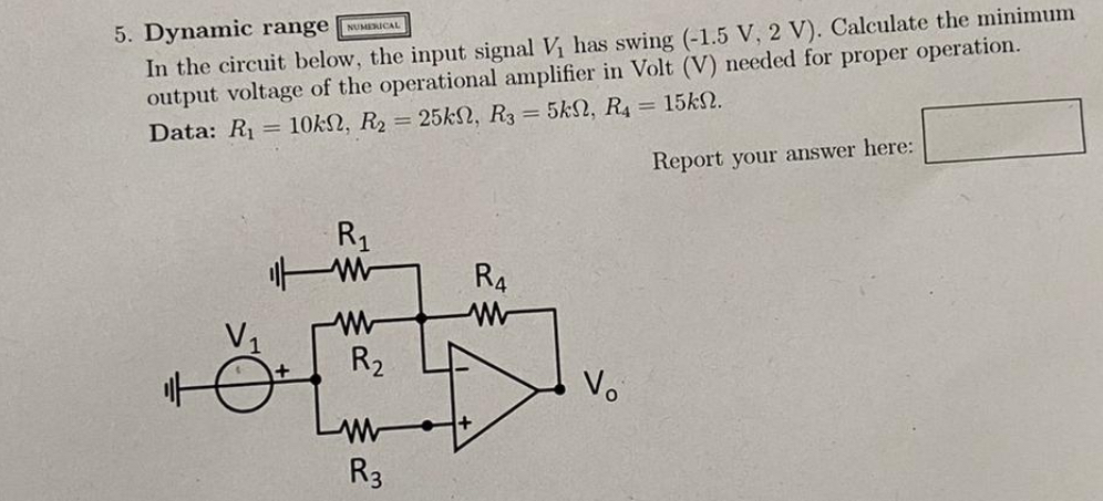 Dynamic rangeIn the circuit below, the input signal | Chegg.com