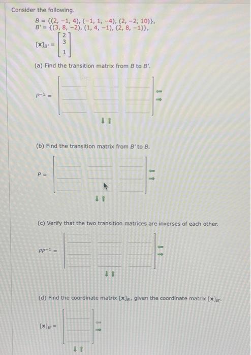Solved Consider the following. (b) Find the transition | Chegg.com
