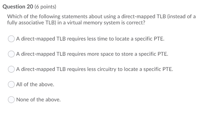 Solved Question 20 (6 points) Which of the following | Chegg.com