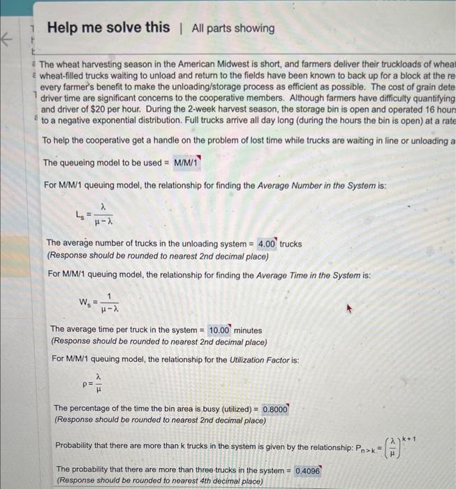 Solved a. average number of trucks in the unloading system = | Chegg.com