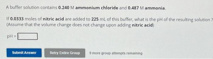 Solved A buffer solution contains 0.482M ammonium bromide | Chegg.com