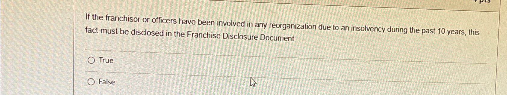 Solved If the franchisor or officers have been involved in | Chegg.com