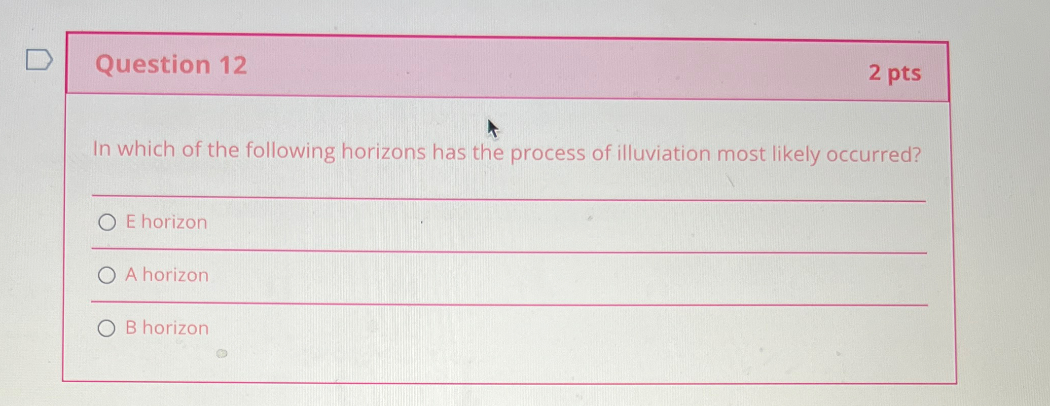 Solved Question 122 ﻿ptsIn which of the following horizons | Chegg.com