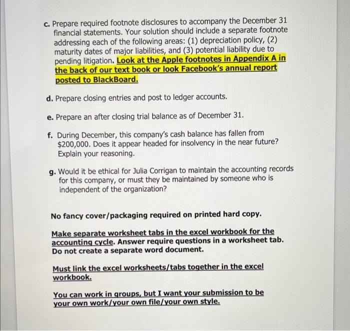 Solved A COMPREHENSIVE ACCOUNTING CYCLE PROBLEM On December | Chegg.com