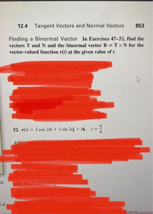 Solved 12.4 Tangent Vectors and Normal Vectors 853 Finding a | Chegg.com