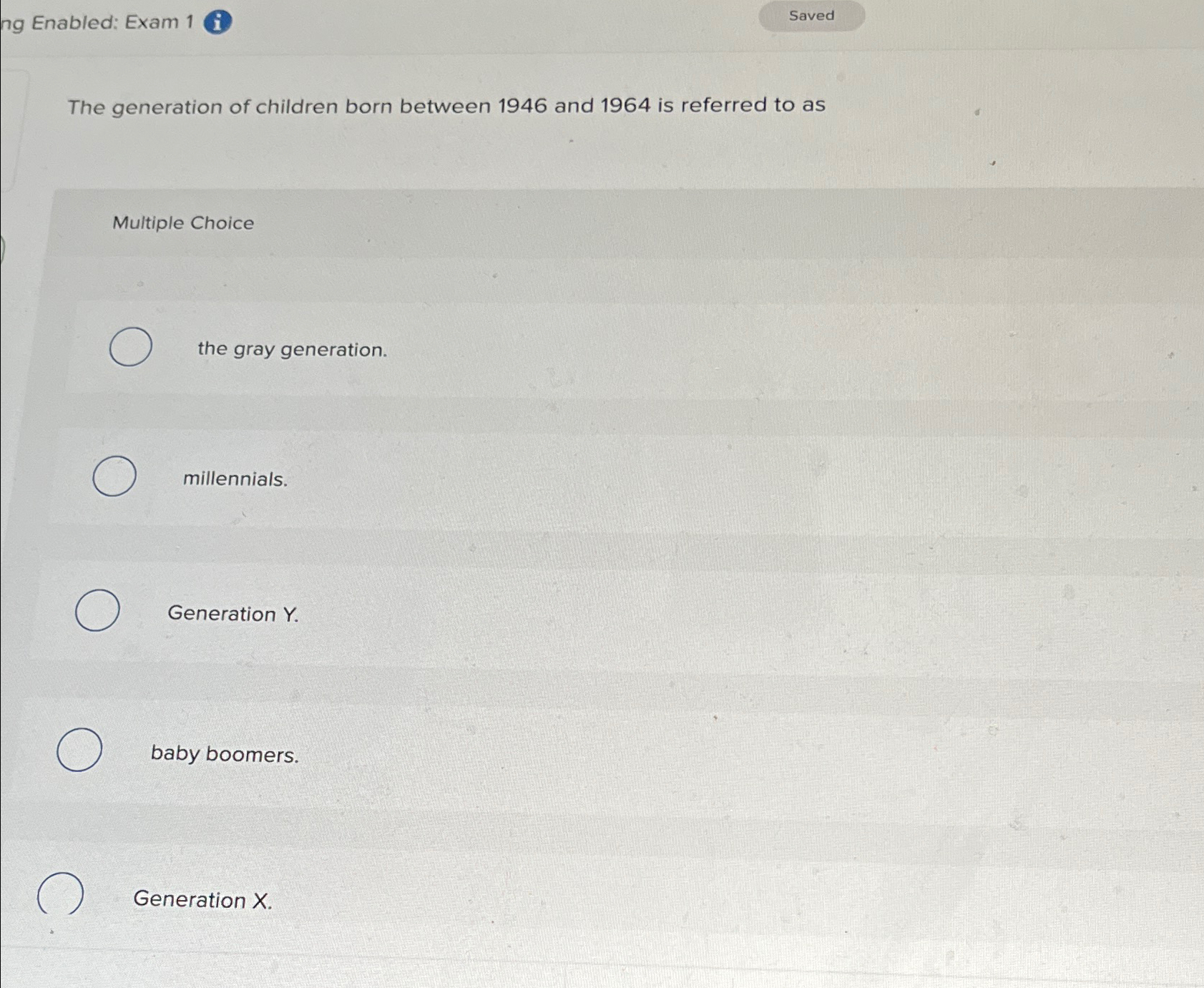 Solved ing Enabled: Exam 1 (i)The generation of children | Chegg.com