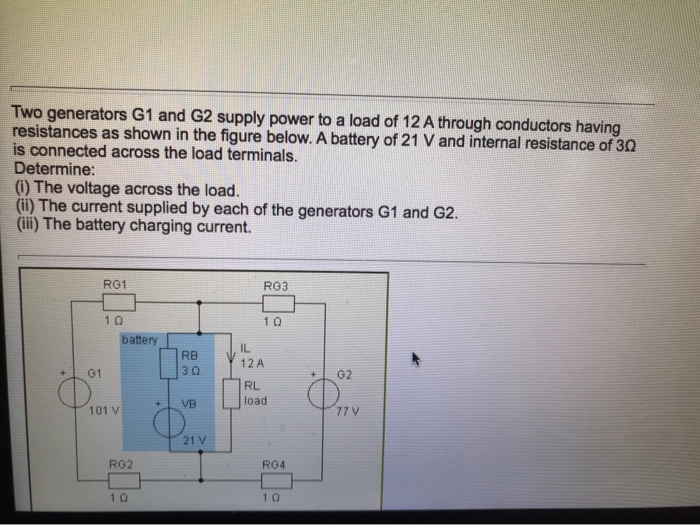 Solved Two generators G1 and G2 supply power to a load of 12 | Chegg.com