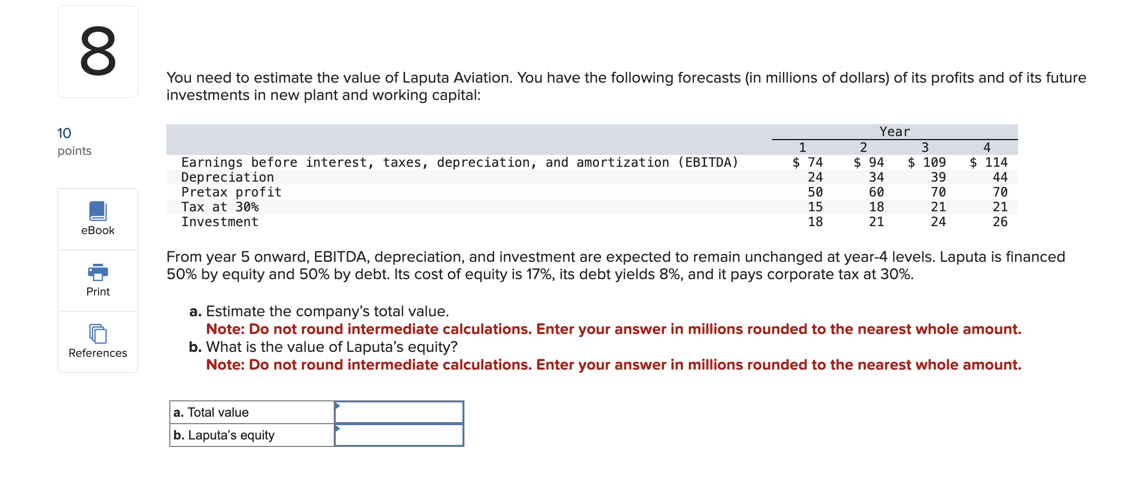Solved You need to estimate the value of Laputa Aviation. | Chegg.com