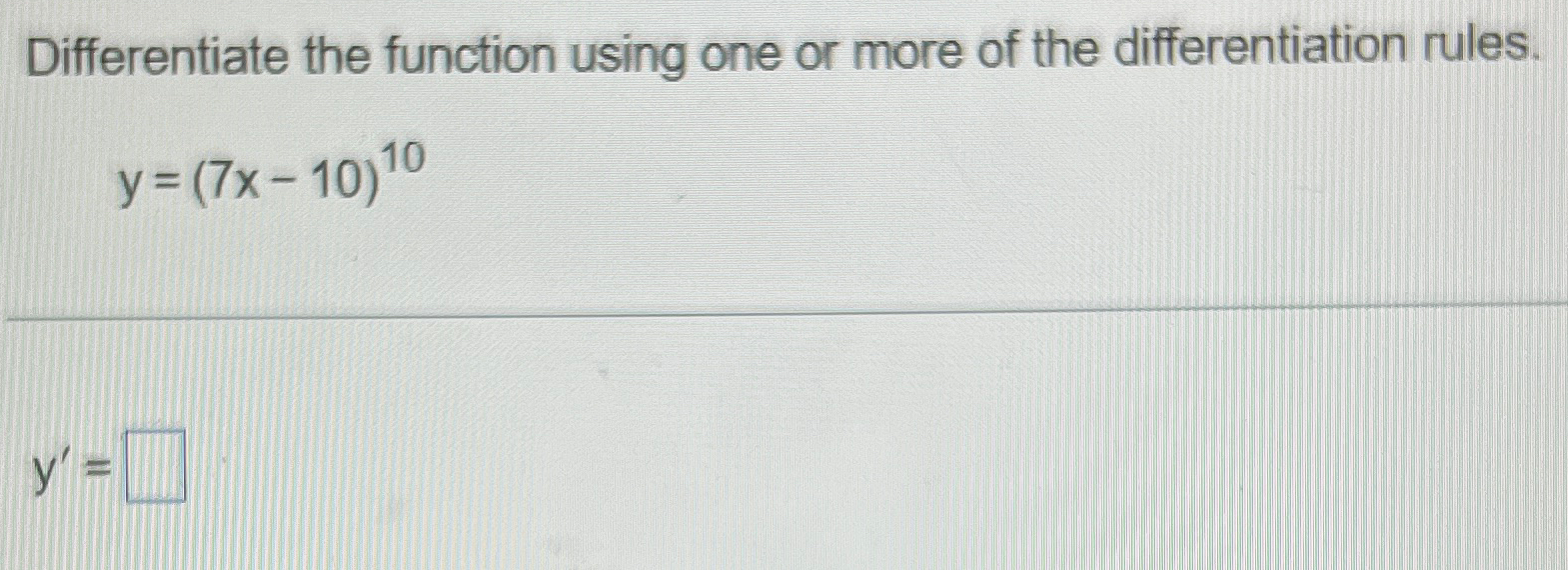 Solved Differentiate the function using one or more of the | Chegg.com