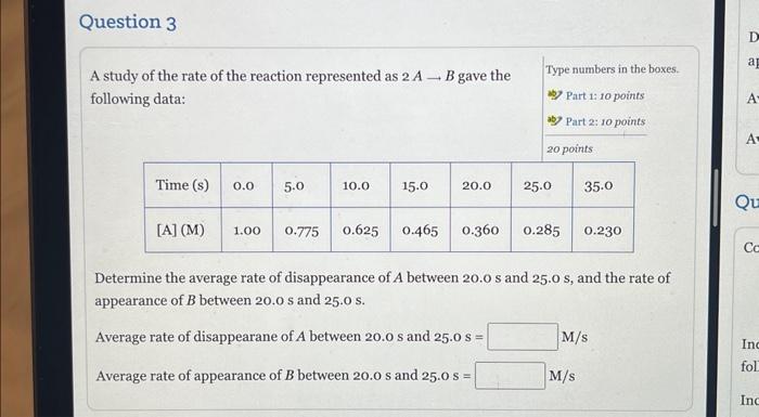 Solved A study of the rate of the reaction represented as | Chegg.com