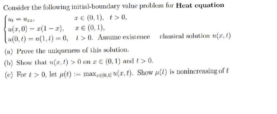 Solved Consider the following initial-boundary value problem | Chegg.com