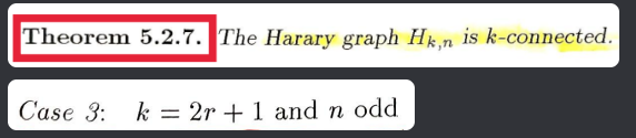 Solved The Harary graph Hk,n ﻿is k-connected.Case 3: ,k=2r+1 | Chegg.com